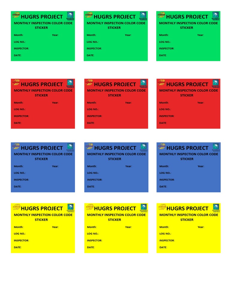 Monthly Inspection Color Code | PDF