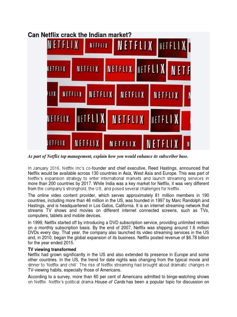 Can Netflix Crack The Indian Market | PDF | Netflix | Internet