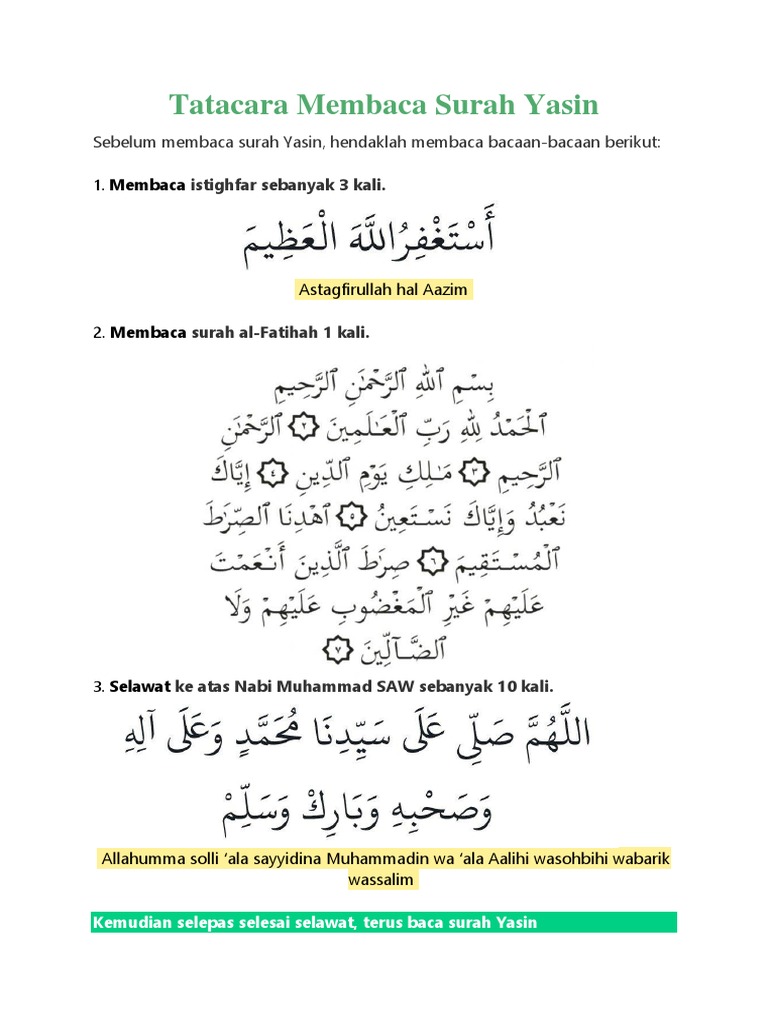 Tatacara Membaca Surah Yasin | PDF