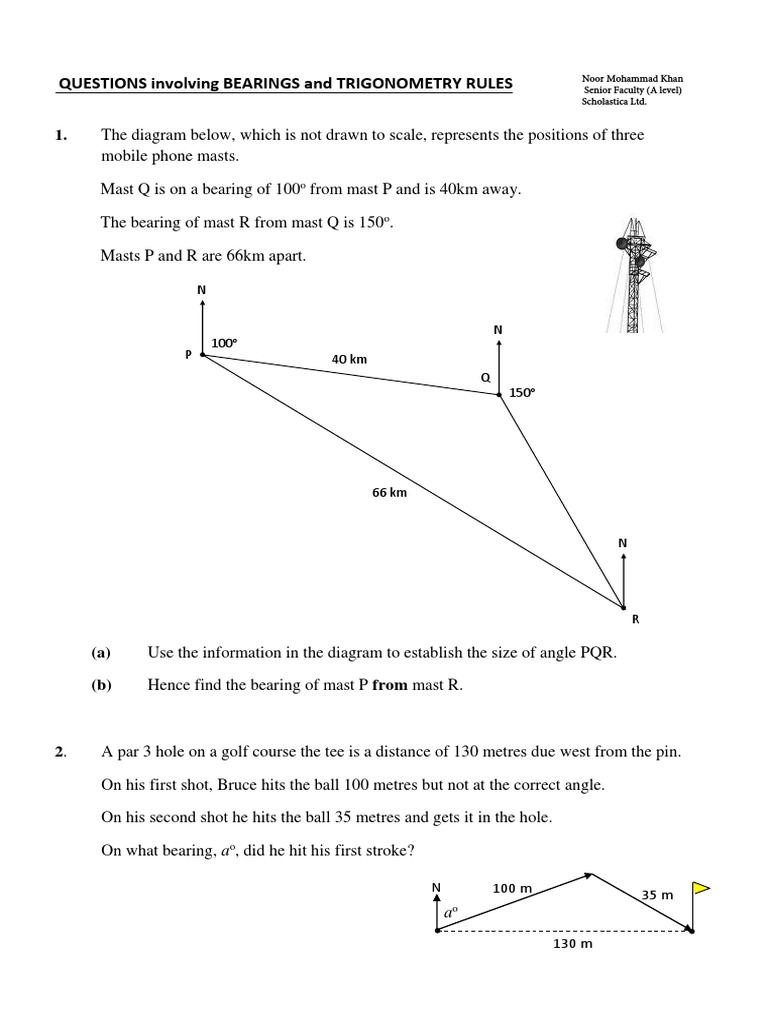 Bearing and Trig Worksheet | PDF