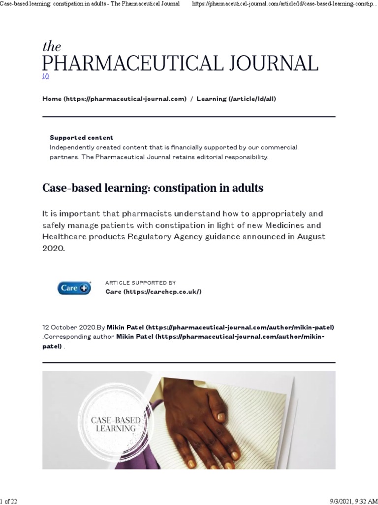 Case Based Learning Constipation in Adults The Pharmaceutical Journal ...