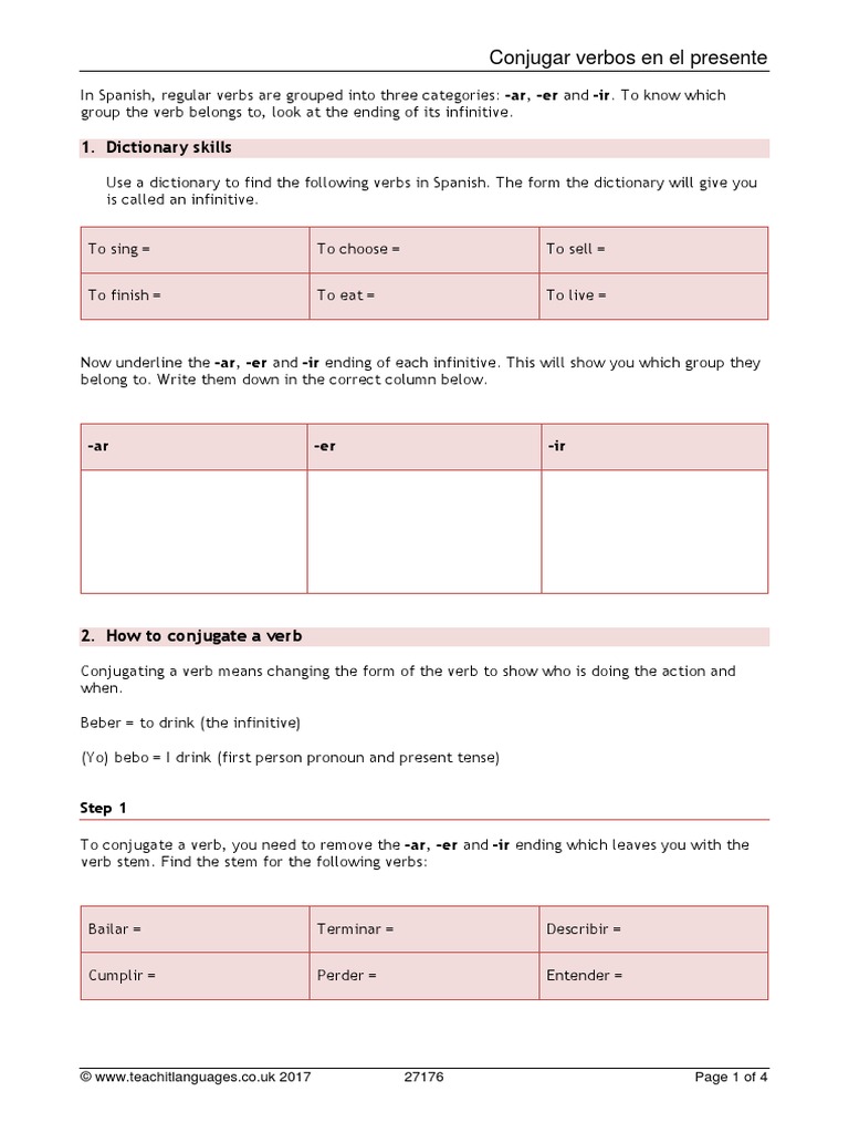 Conjugar Verbos en El Presente | PDF | Grammatical Conjugation | Verb