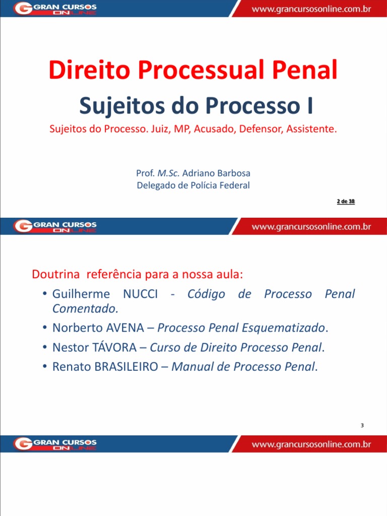 Direito Processual Penal - Sujeitos Do Processo | PDF | Juiz | Procedimento criminal
