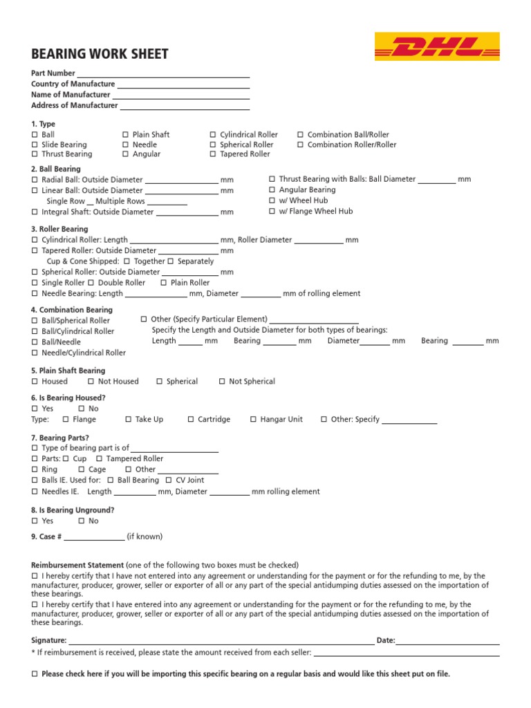 Bearings Classification Worksheet | PDF | Bearing (Mechanical) | Machines