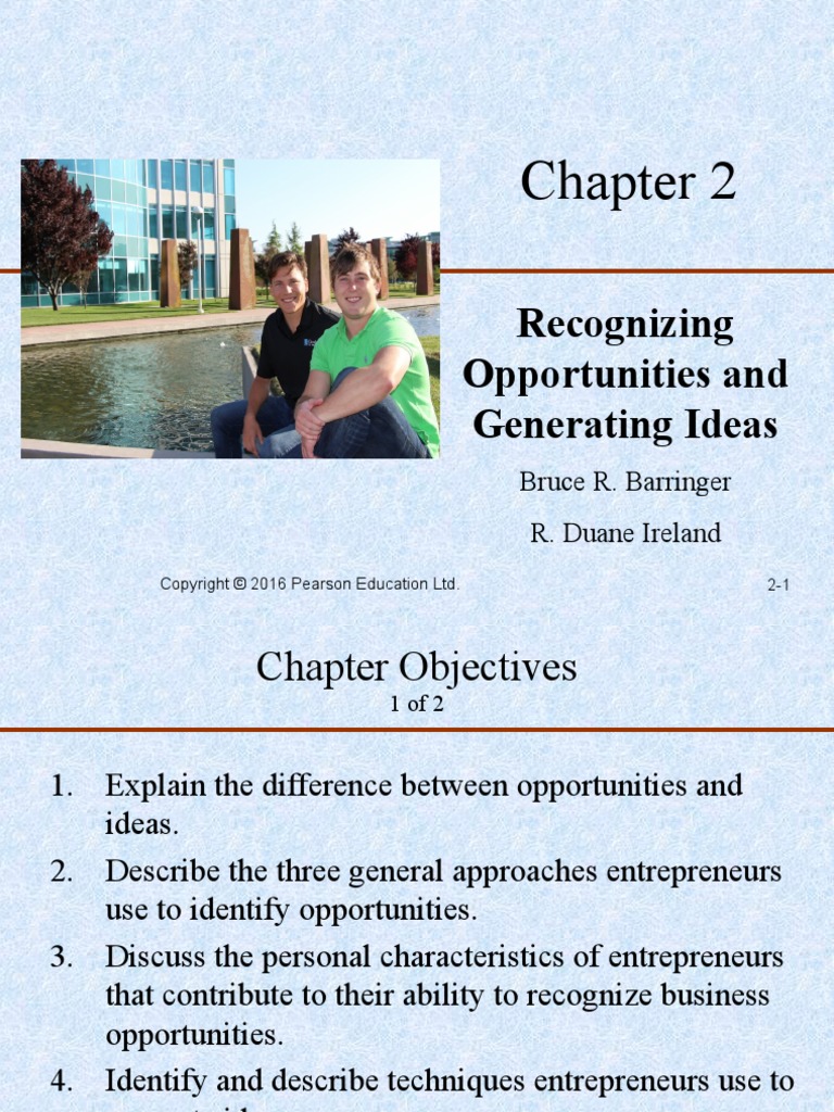 Recognizing Opportunities and Generating Ideas: Bruce R. Barringer R ...