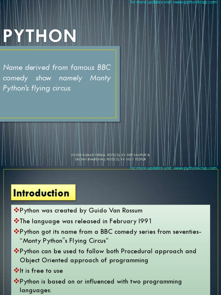 007 Python Introduction | PDF | Python (Programming Language ... 007 Python Introduction | PDF | Python (Programming Language ...