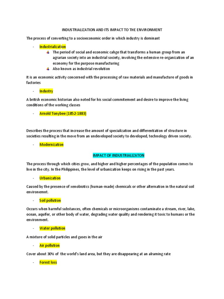 Environmental Impact of Industrialization | PDF | Economic Growth ...