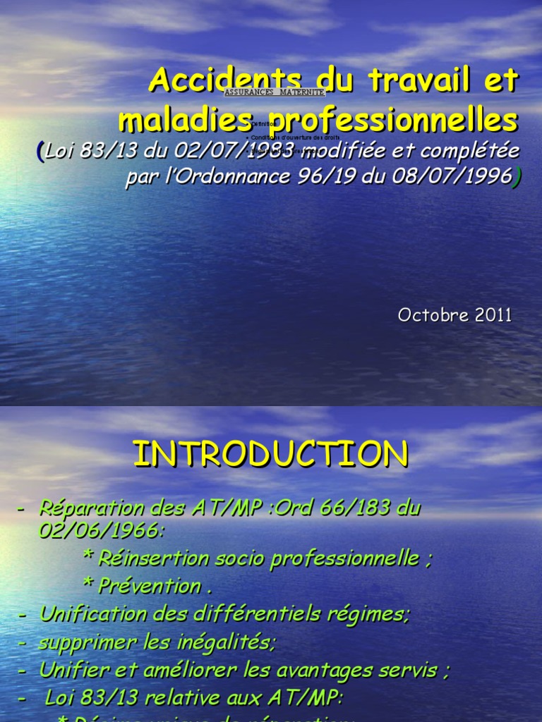 Accidents Du Travail Et Maladies Professionnelles | PDF | Sciences de la santé | Médecine clinique