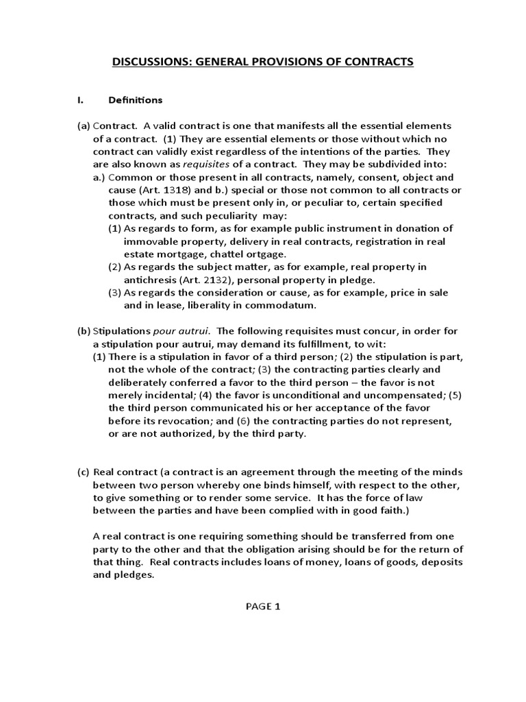General Provisions On Contracts | PDF | Law Of Obligations | Property
