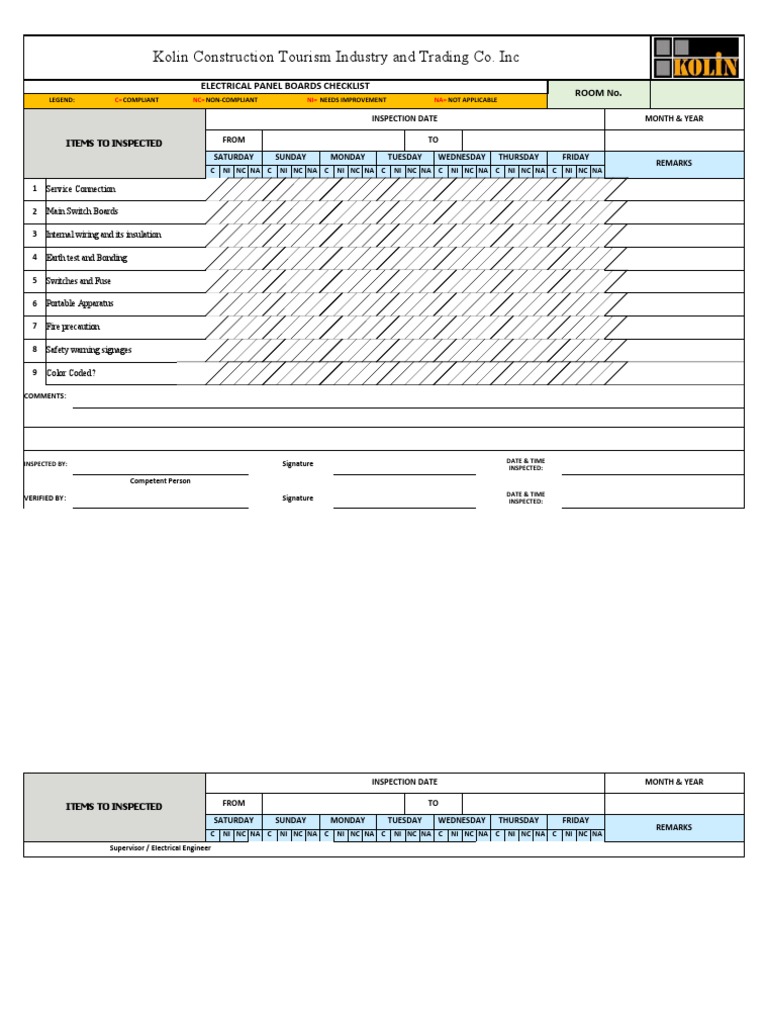 Electrical Panel Board Checklist | PDF | Electrical Equipment ...