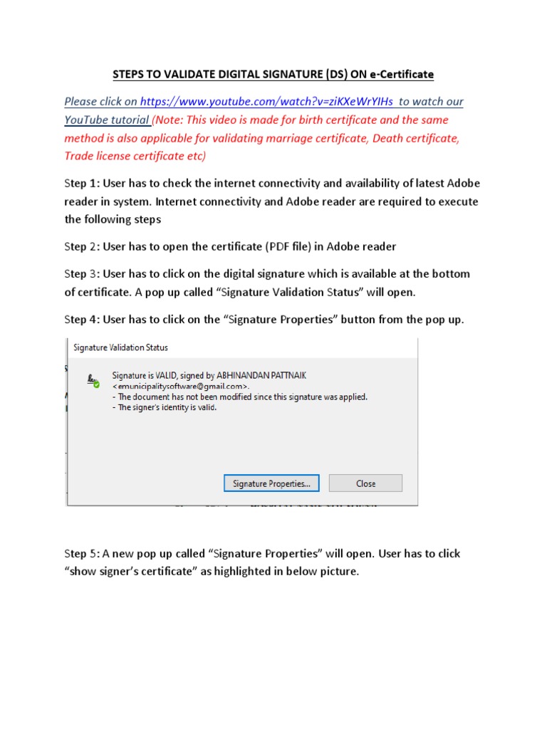 Steps To Validate Digital Signature | PDF