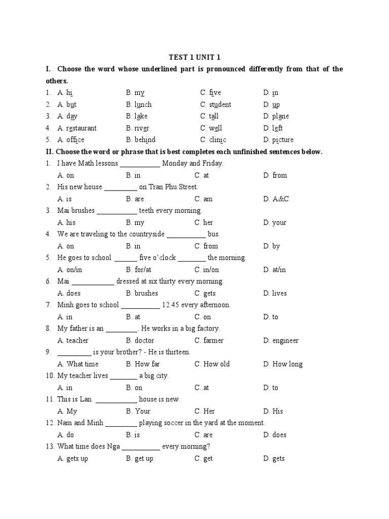 English Comprehension Test With Multiple Choice, True/False and Short ...