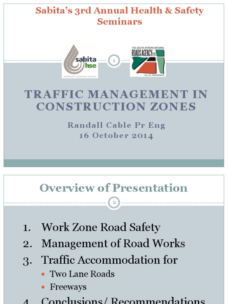 Sabita Traffic Management in Construction Zones | PDF | Traffic | Road ...