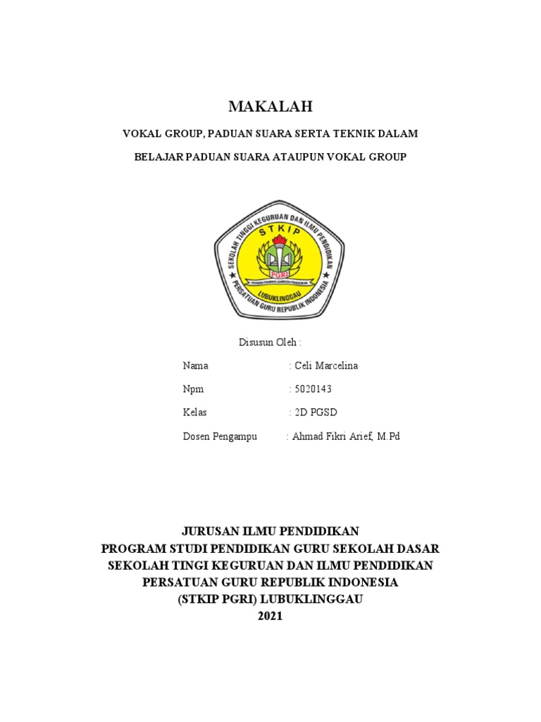 Makalah Vokal Grup Inaya | PDF