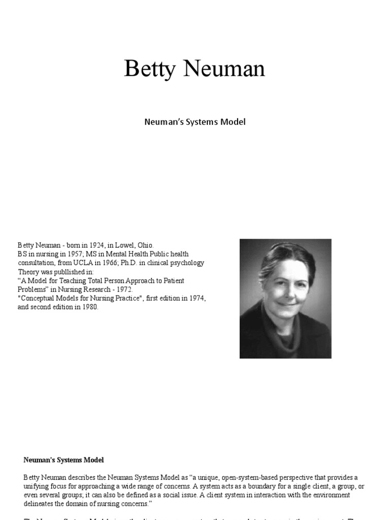 Betty Neuman: Neuman's Systems Model | PDF | Stress (Biology ...