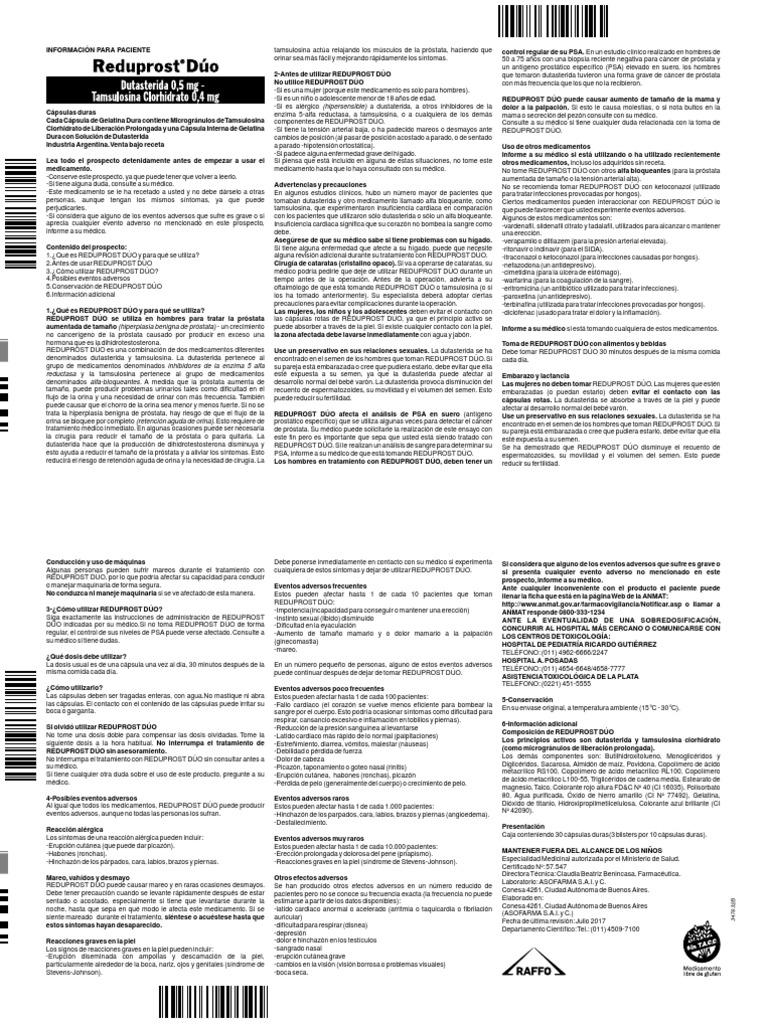 Uso y precauciones de Reduprost Dúo | PDF | Cancer de prostata ...