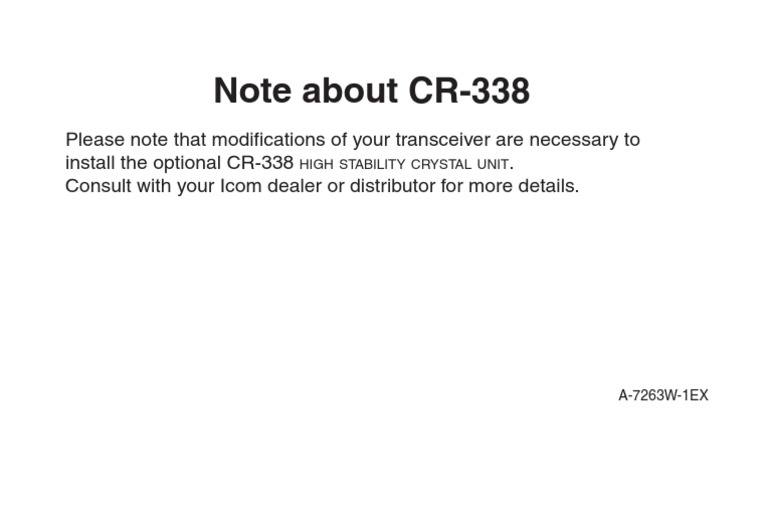 Note About CR-338 Note About CR-338: High Stability Crystal Unit High ...