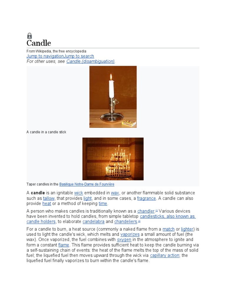 Candle: Jump To Navigation Jump To Search | PDF | Candle | Fires