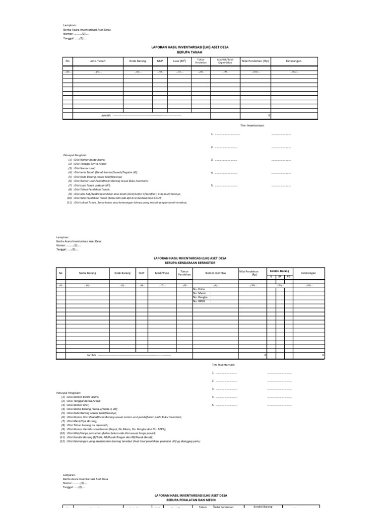 Laporan Inventarisasi Aset Desa | PDF