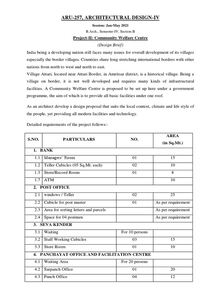 Community Welfare Centre - Design Brief | PDF