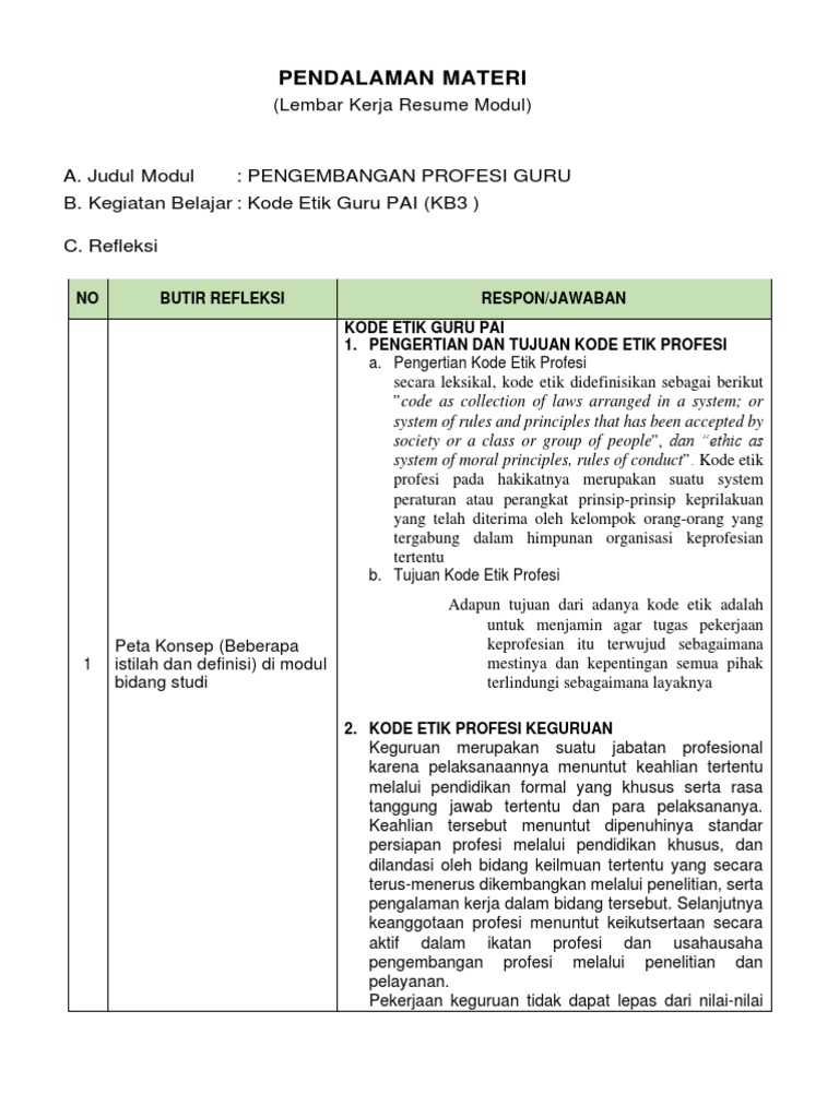 LK - Resume Pendalaman Materi PPG 2021 Modul 1 KB 3 | PDF