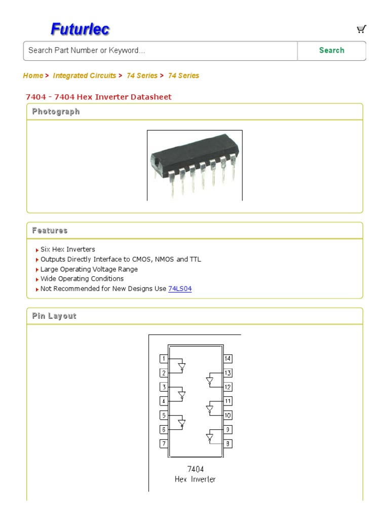 Ic 7404 | PDF | Cmos | Electrical Engineering