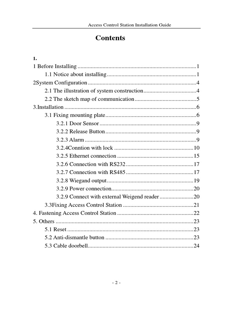 Access Control Station Installation Guide | PDF