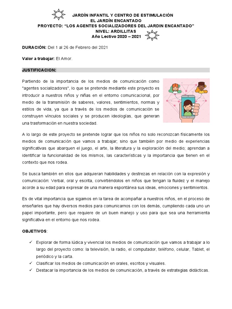 Proyecto de Medios de Comunicación Infantil | PDF | Comunicación ...