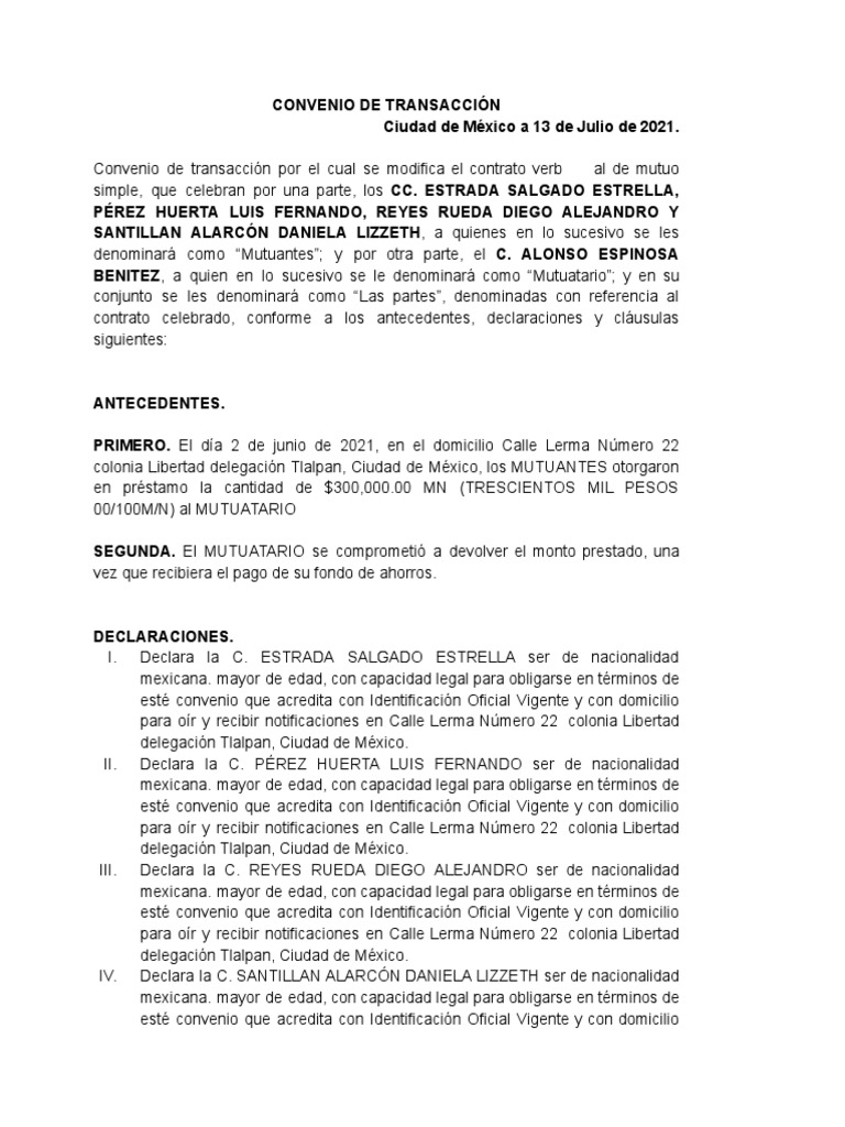 Convenio de Transacción | PDF | México | Ley común