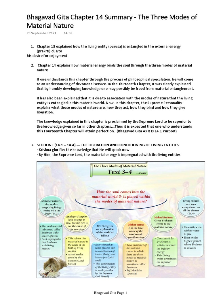 Bhagavad Gita Chapter 14 Summary - The Three Modes of Material Nature ...