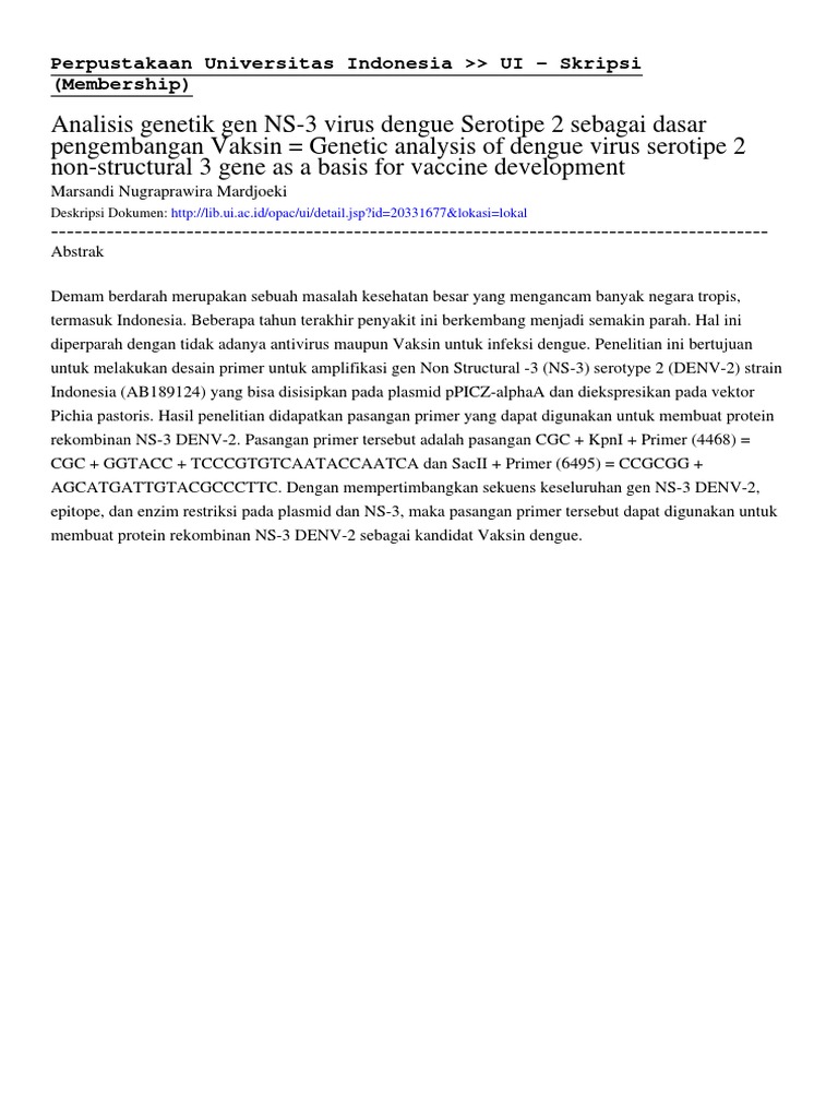 Analisis Genetik NS-3 | PDF