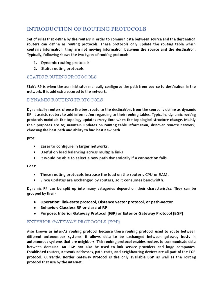 Introduction of Routing Protocols | PDF | Routing | Networking Standards