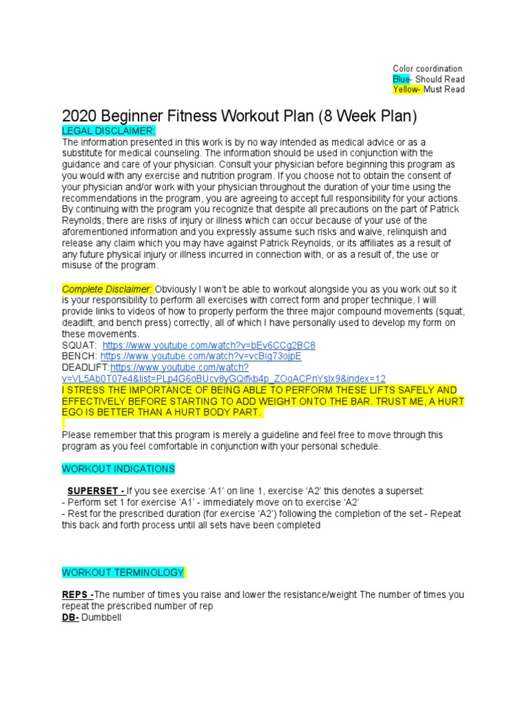 Beginner Workout Plan | PDF | Weight Training | Hobbies