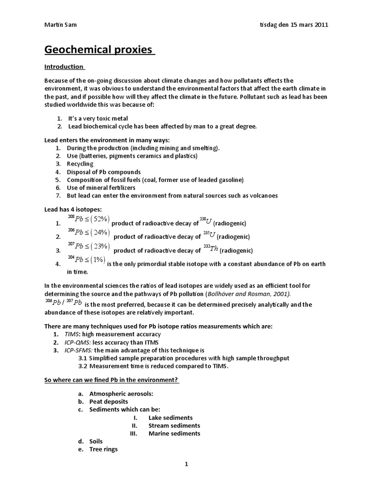 Geochemical Proxies | PDF | Lead | Geology