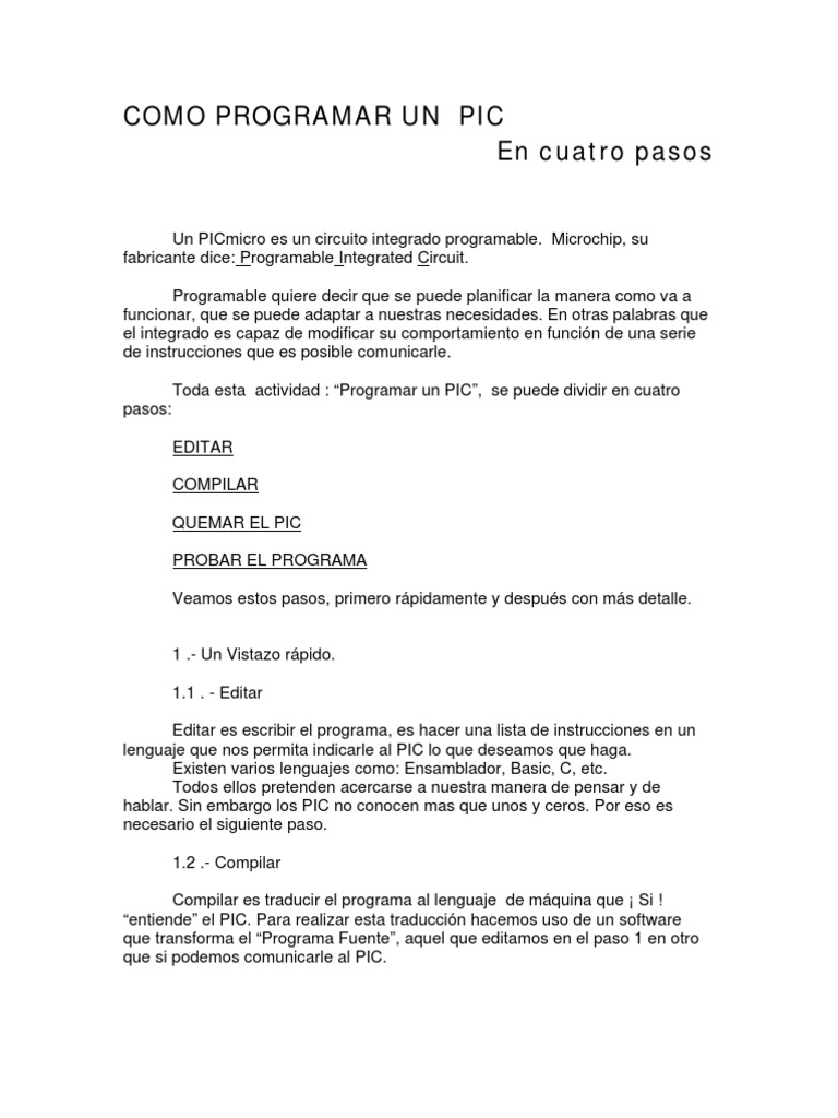 Como Programar Un PIC Con MPLAB | PDF