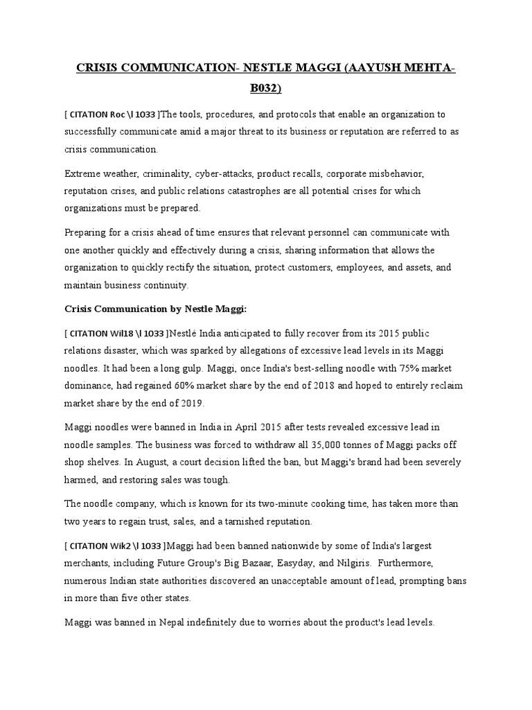 Nestle Crisis Communication - Aayush Mehta (B032) | PDF | Nestlé ...