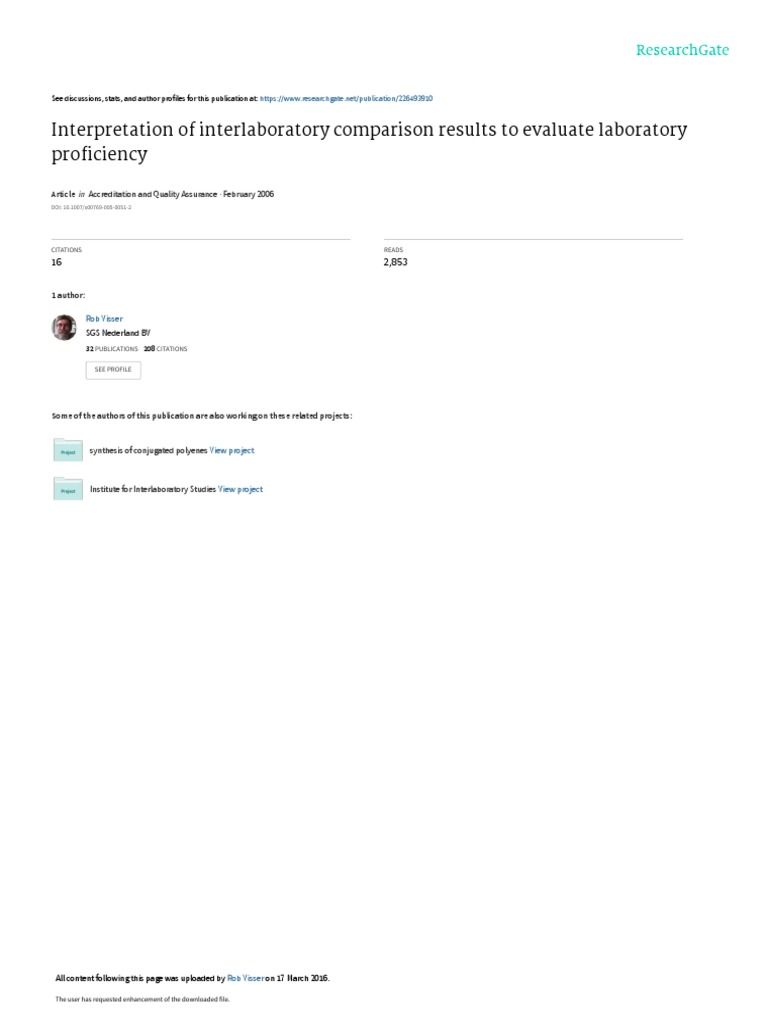 Interpretation of Interlaboratory Comparison Resul | PDF | Outlier ...