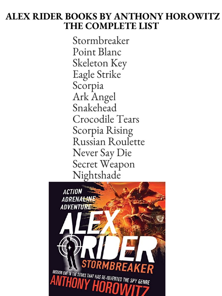 Alex Rider Books by Anthony Horowitz - The Complete List | PDF