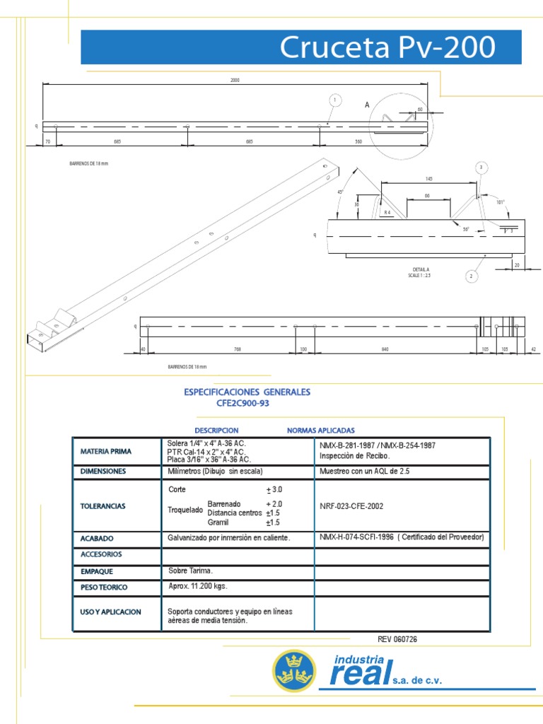 Especificaciones Cruceta PV-200 | PDF