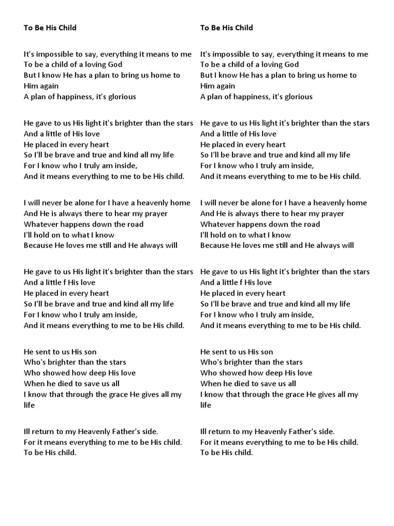 To Be His Child To Be His Child | PDF