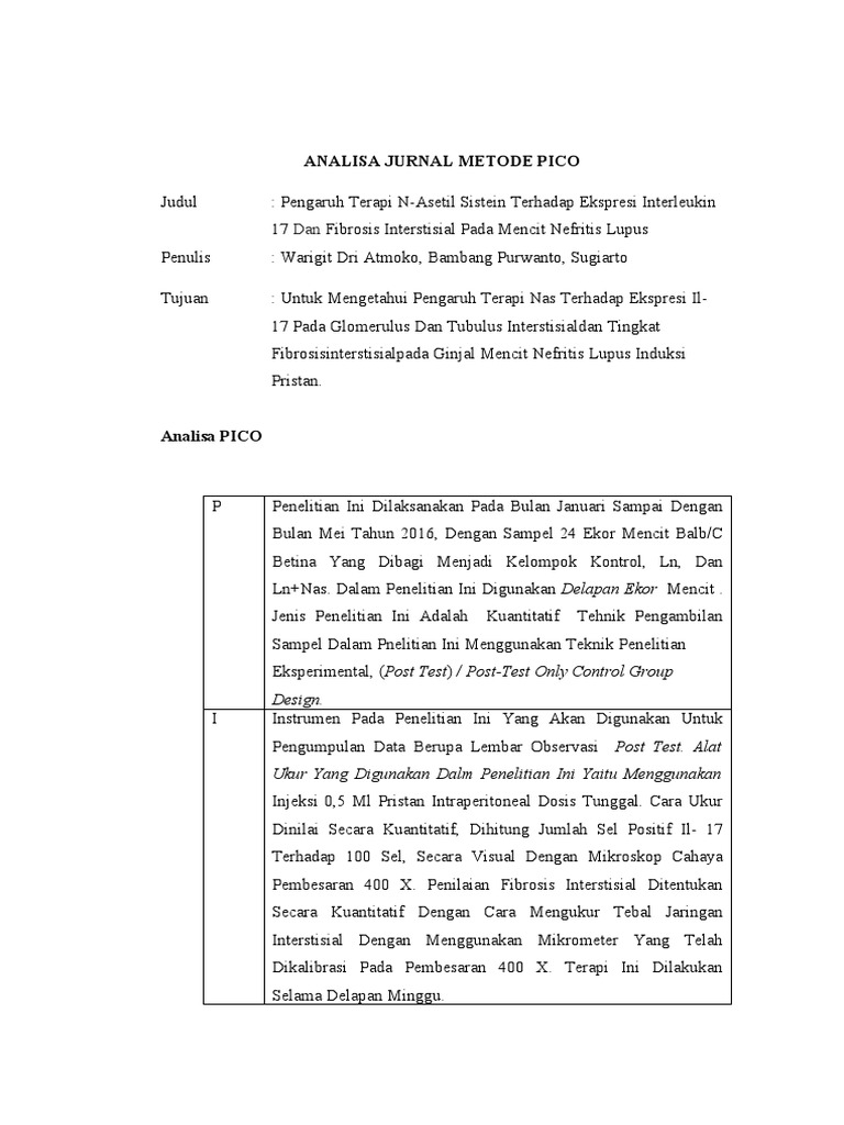 Analisa Jurnal Metode Pico | PDF