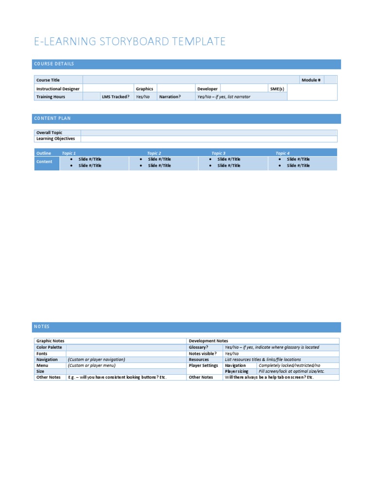 E-Learning Storyboard Template: Course Details | PDF | Menu (Computing) | Computing