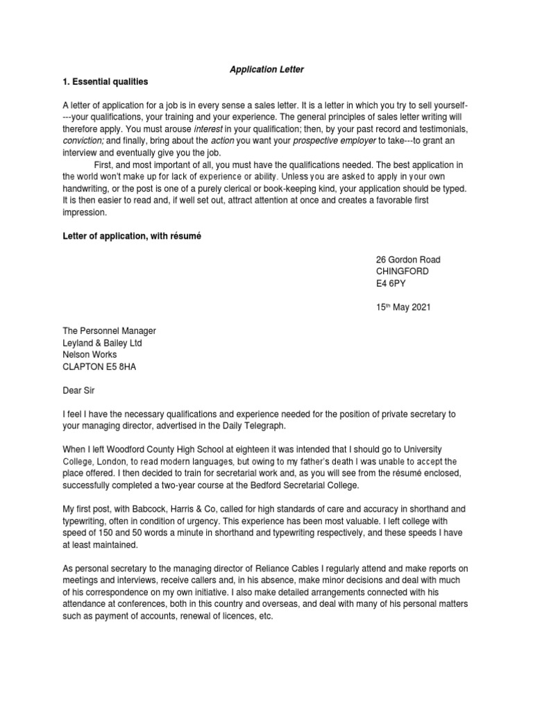 Application Letter PDF | PDF | Sales | College