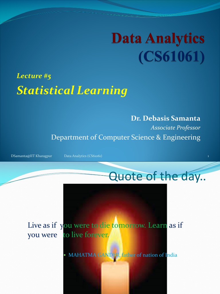 Lecture On Statistical Learning An Introduction To Hypothesis Testing Procedures And
