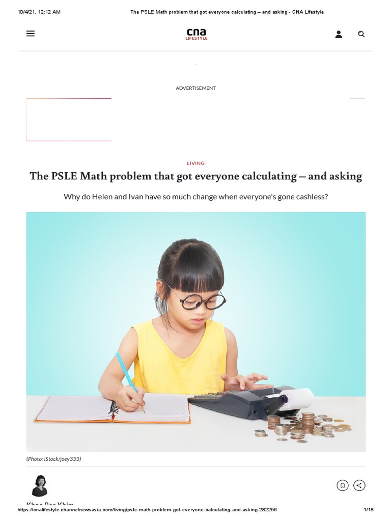 The PSLE Math Problem That Got Everyone Calculating - and Asking - CNA ...