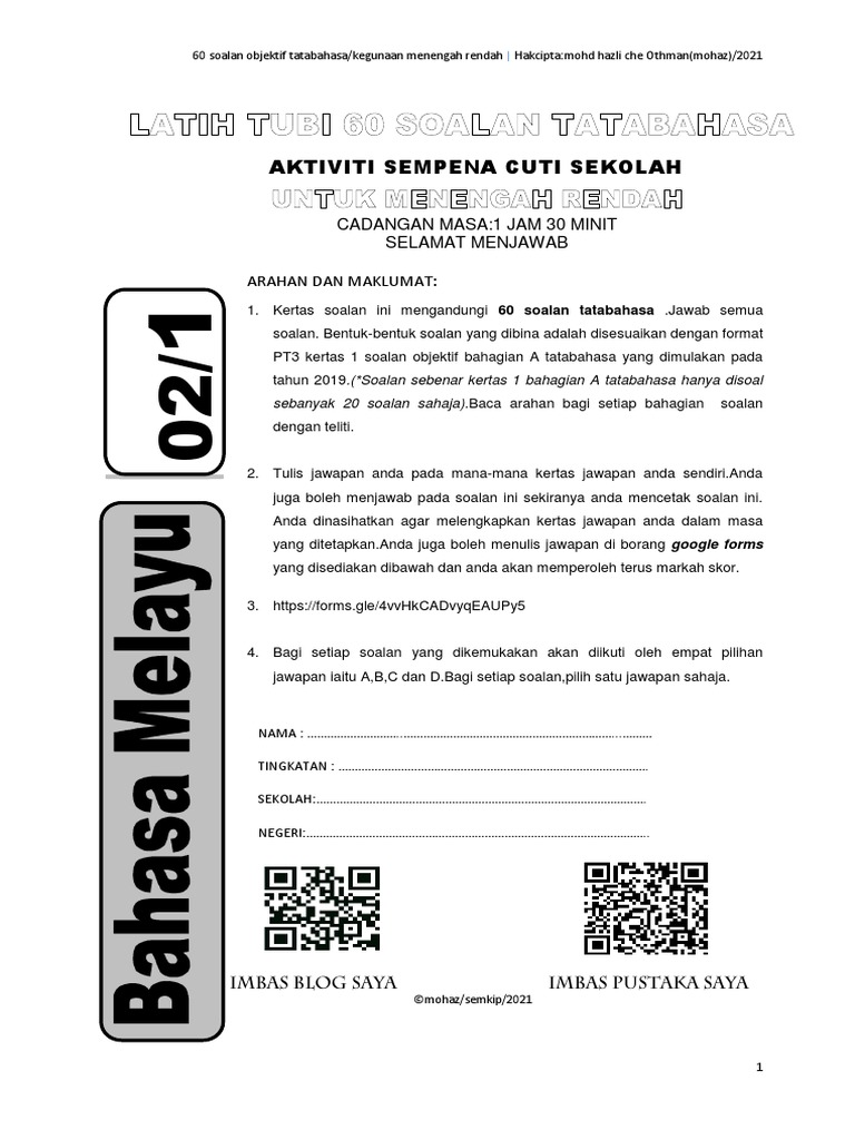 LTHN Obj 60 So - Tatabahasa | PDF