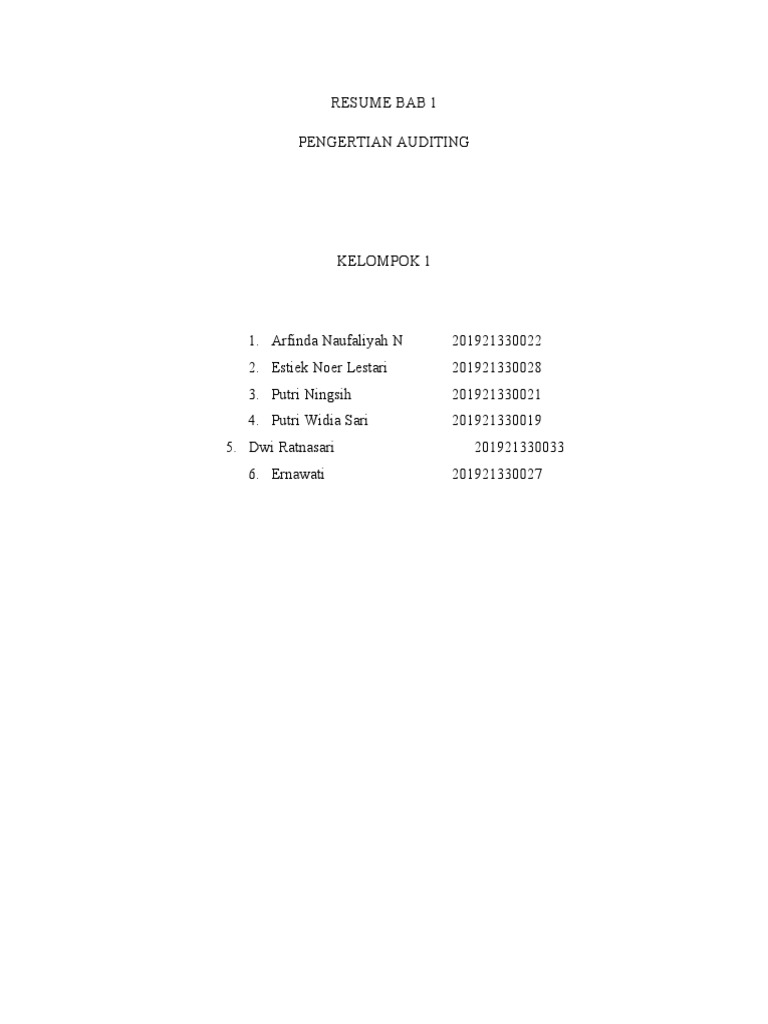 Resume Bab 1 Auditing Kel.1 | PDF