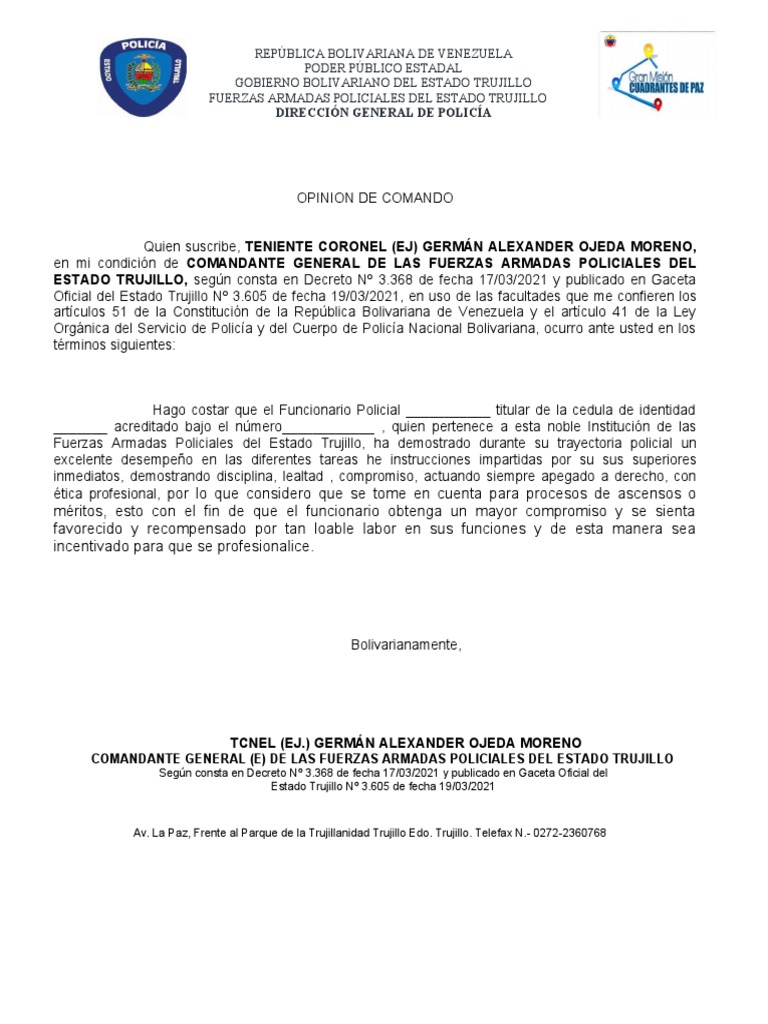 Opinion de Comando | PDF | Oficial general | Policía
