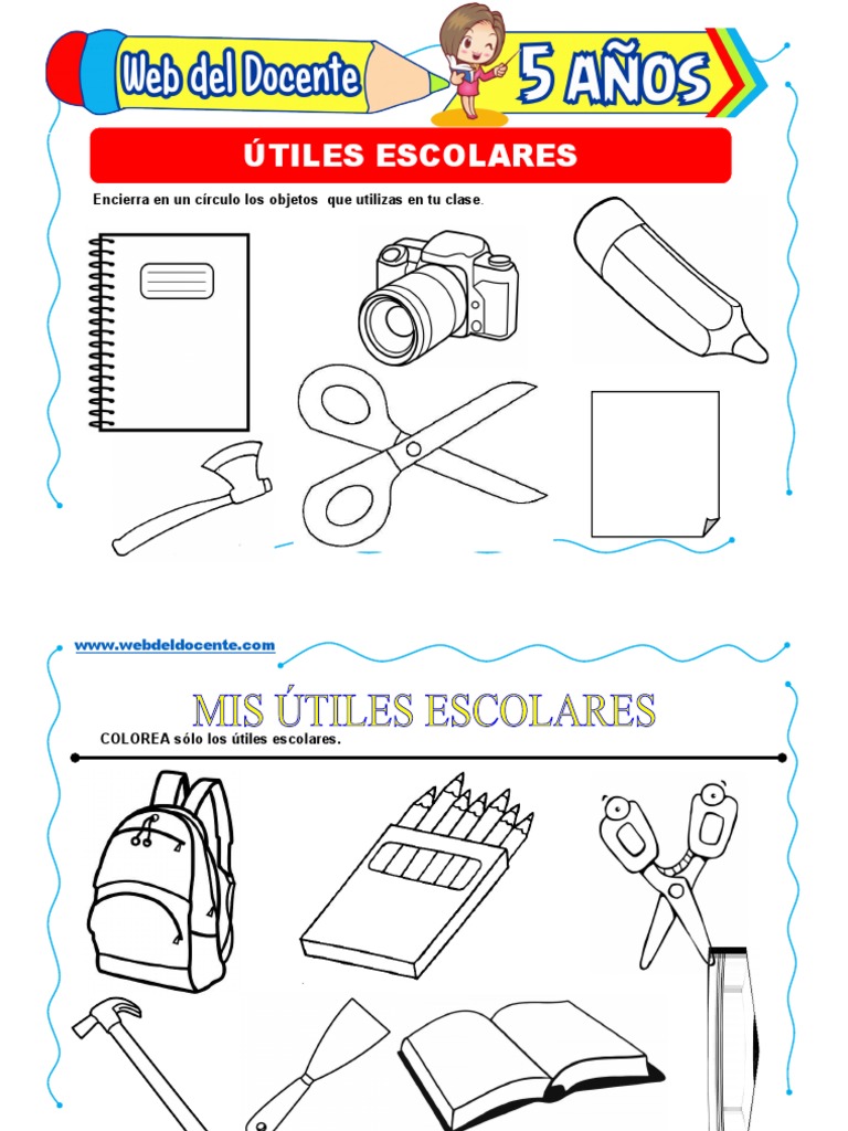 Actividades de Útiles Escolares para Niños | PDF