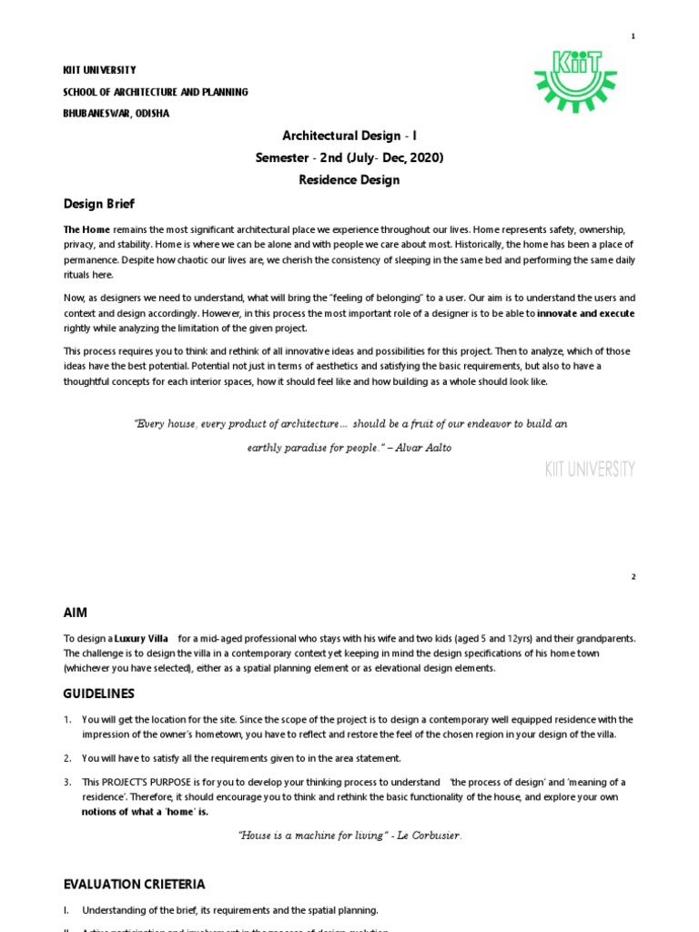 Architectural Design Brief - 2020 | PDF | Design